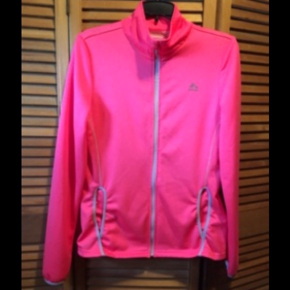Reebok | Tops | Reebok Pink With Gray Trim Running Jacket | Poshmark